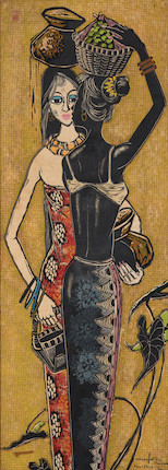 Bonhams : See Cheen Tee (Singaporean, 1928-1996) Village Girls (yellow ...