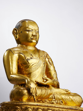Bonhams : A GILT COPPER ALLOY FIGURE OF THE SIXTH ABBOT OF DRIGUNG ...