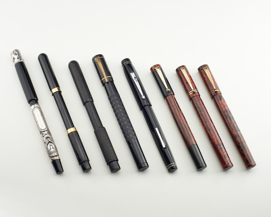 Bonhams : A Group of Eight Early Vintage Fountain Pens