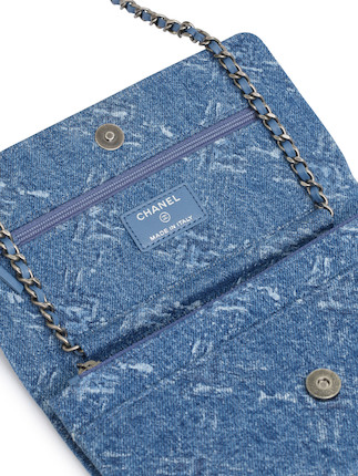 Bonhams : CHANEL BLUE DENIM WALLET ON CHAIN WITH SILVER TONE HARDWARE ...