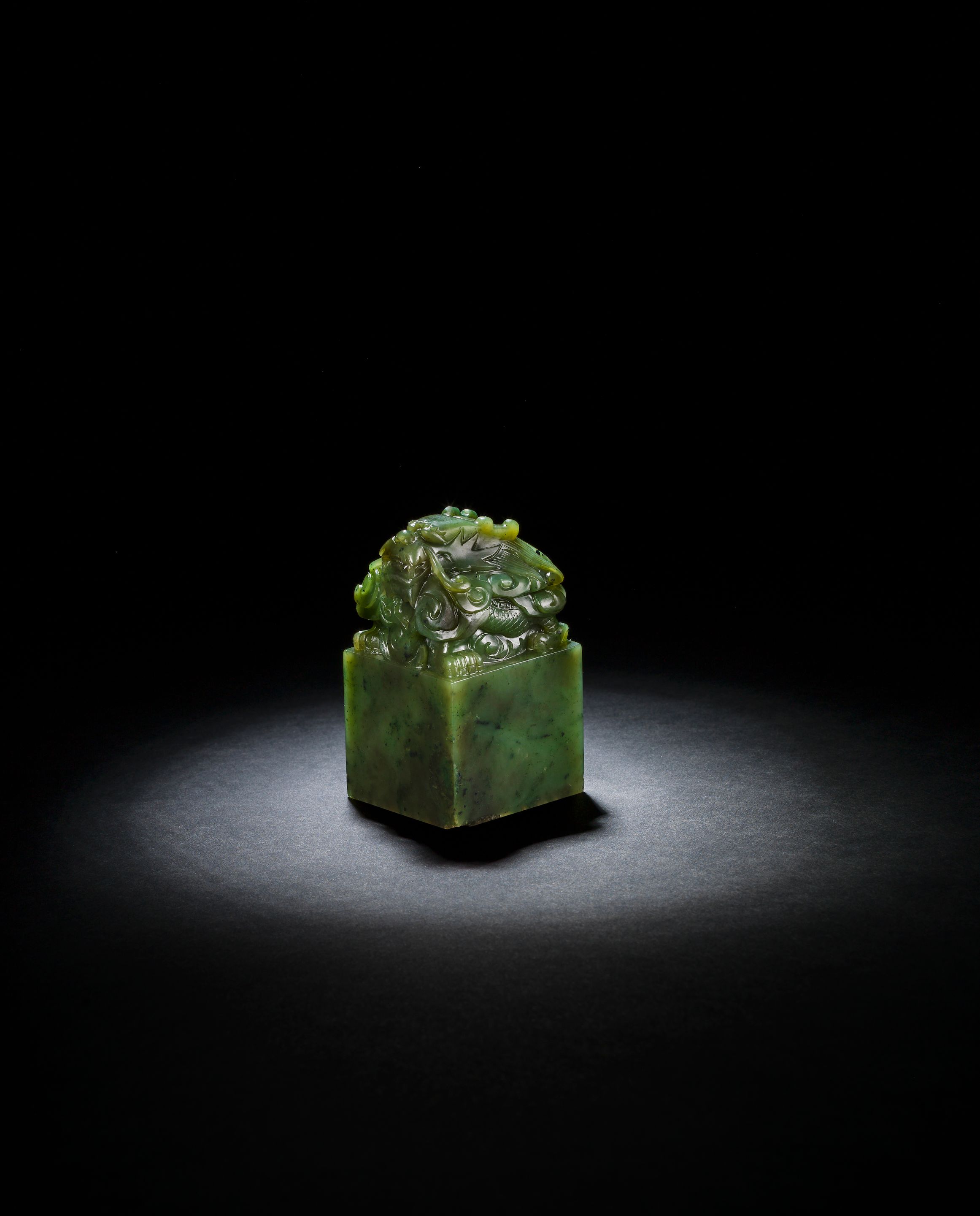 Bonhams : An important imperial spinach-green jade 'shui mu zhan qing ...