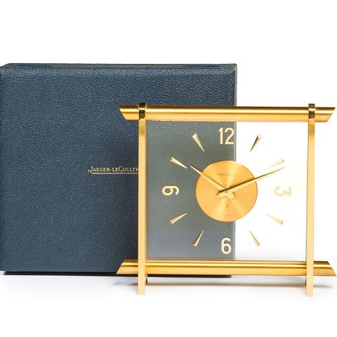 Bonhams : Jaeger-LeCoultre. A gilt metal keyless wind 8 day mantle ...
