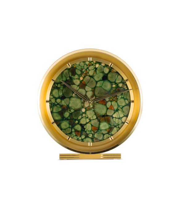 Bonhams : A fine brass enamel keyless wind desk clock Attributed to ...