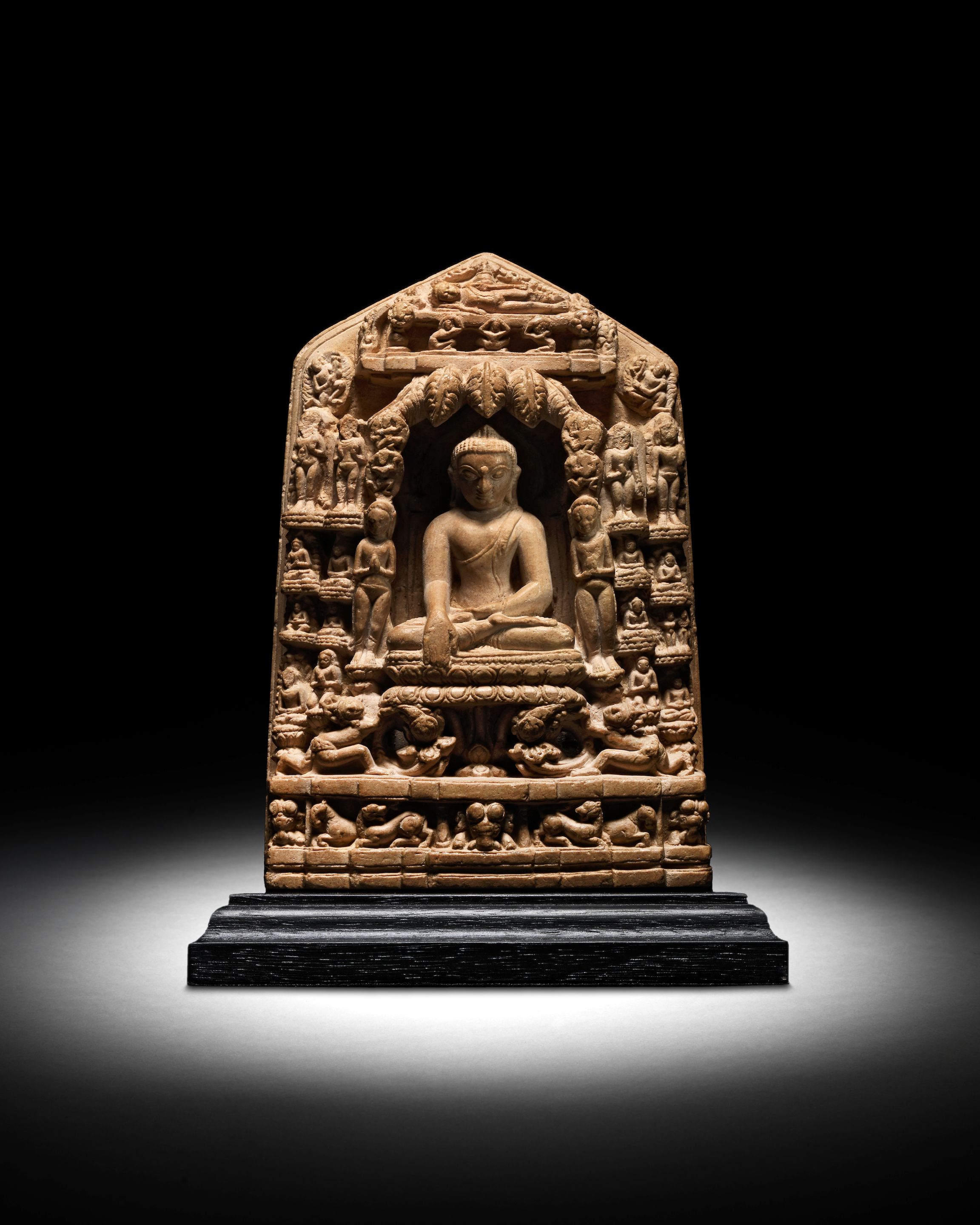 Bonhams : A STONE PLAQUE WITH SCENES FROM THE LIFE OF BUDDHA ...