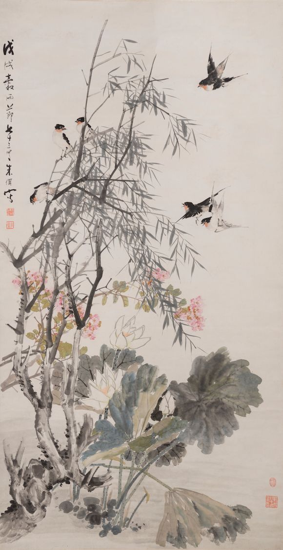 Bonhams : Zhu Cheng (1826-1900) Willows and Swallows