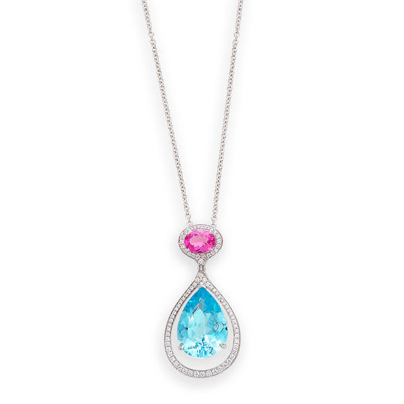 Bonhams A Gem Set And Diamond Pendant Necklace