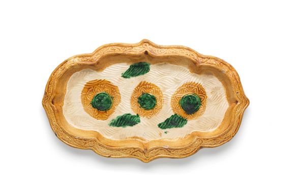 Bonhams : A sancai 'lotus-bloom' lobed oval dish Liao Dynasty