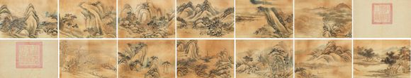 Bonhams : Attributed to Fang Cong (18th Century) Landscapes After ...