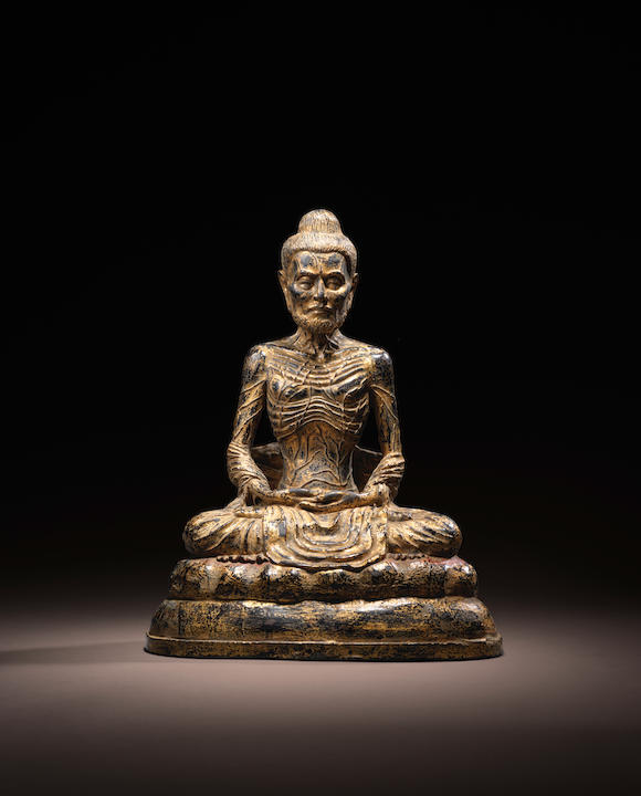Bonhams A Gilt Lacquered Copper Alloy Figure Of Emaciated Buddha