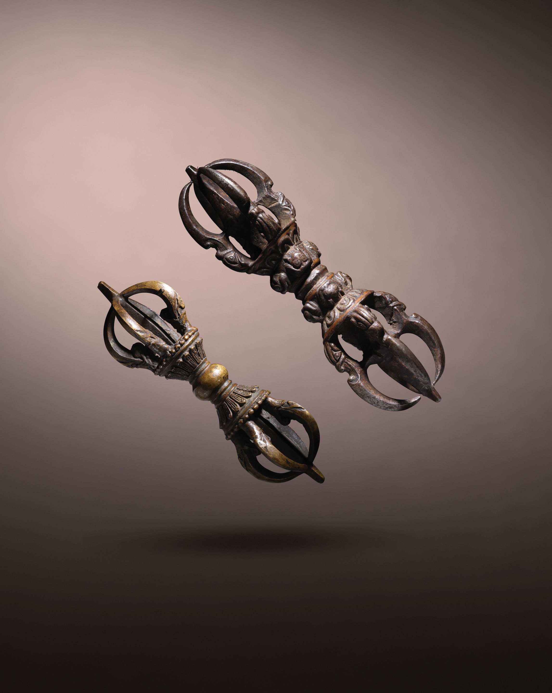 Bonhams : A GROUP OF TWO COPPER ALLOY VAJRAS TIBET, CIRCA 13TH & 16TH ...