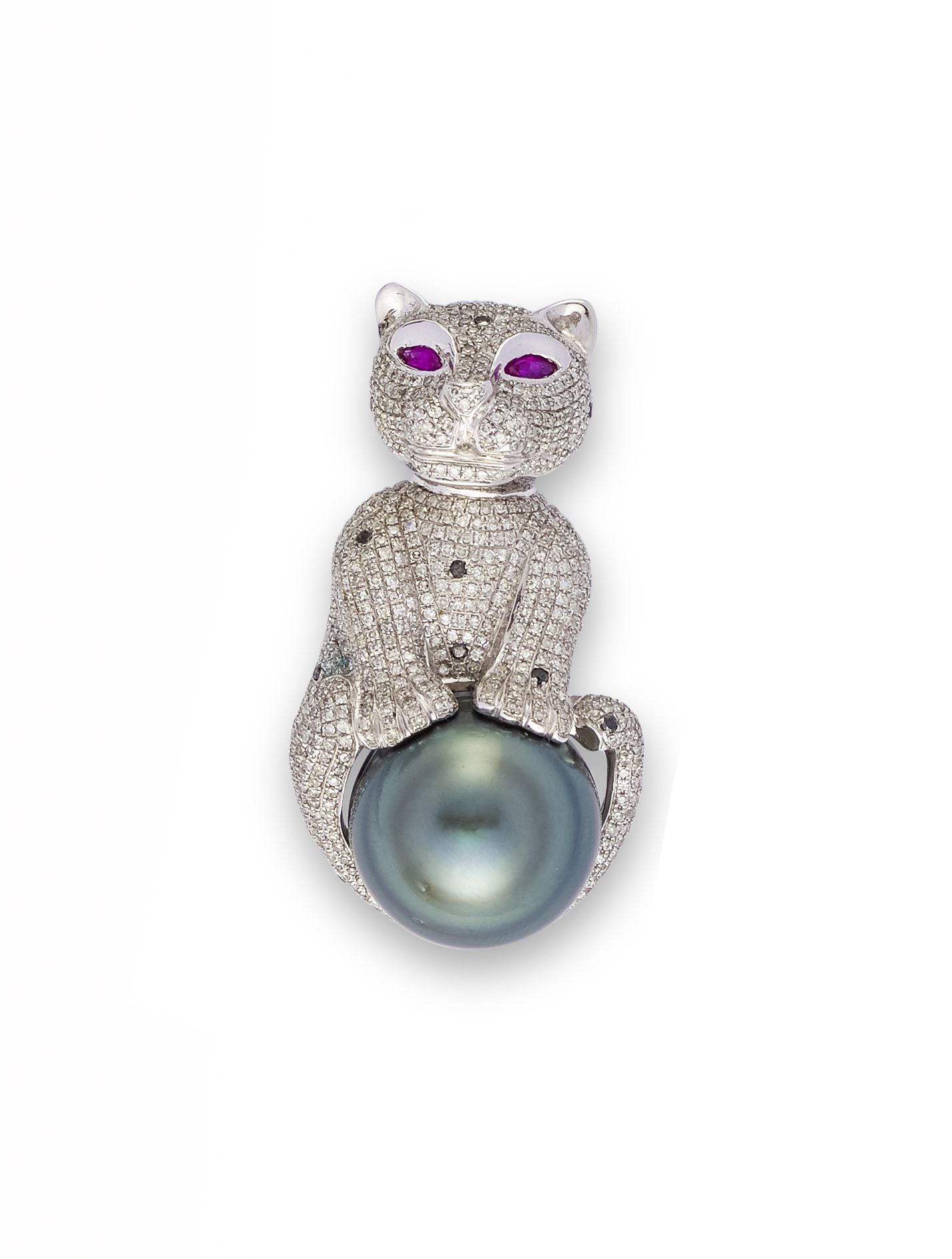 Bonhams : A Cultured Pearl, Gem-set and Diamond Novelty Brooch
