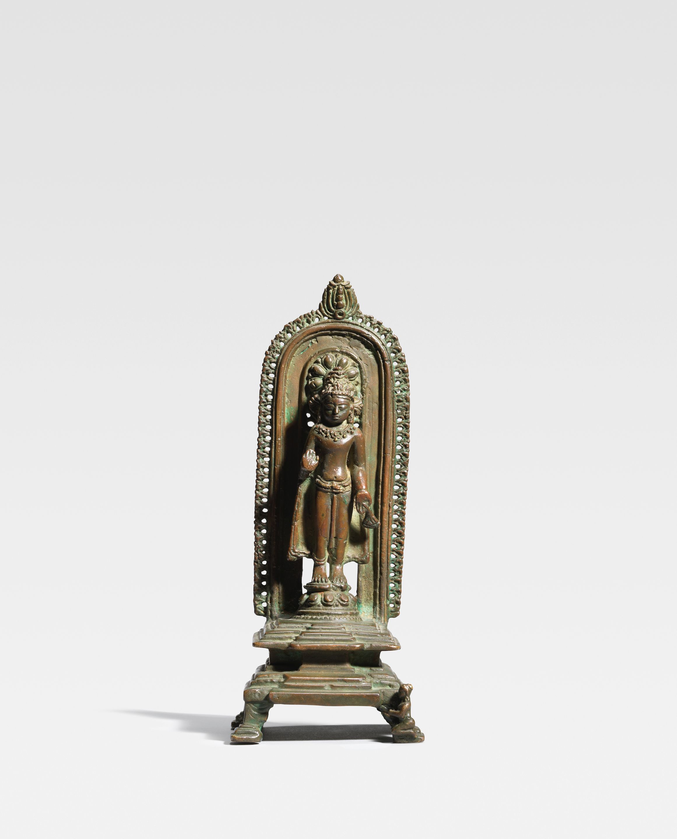 Bonhams : A COPPER ALLOY SHRINE TO CROWNED BUDDHA NORTHEASTERN INDIA ...
