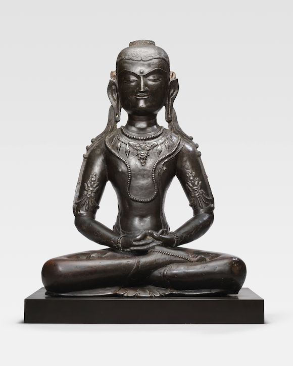 Bonhams : A COPPER ALLOY FIGURE OF AMITAYUS TIBET, 13TH/14TH CENTURY
