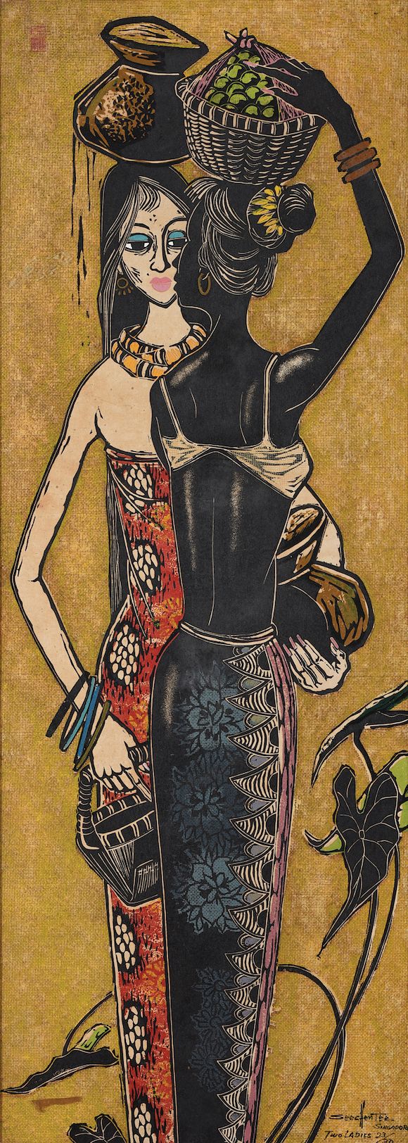 Bonhams : See Cheen Tee (Singaporean, 1928-1996) Village Girls (yellow ...