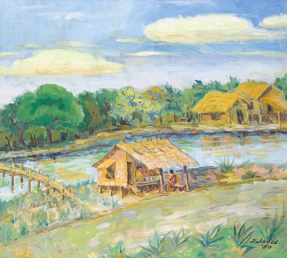 Bonhams : Victorio Edades (Filipino, 1895-1985) Landscape, 1980