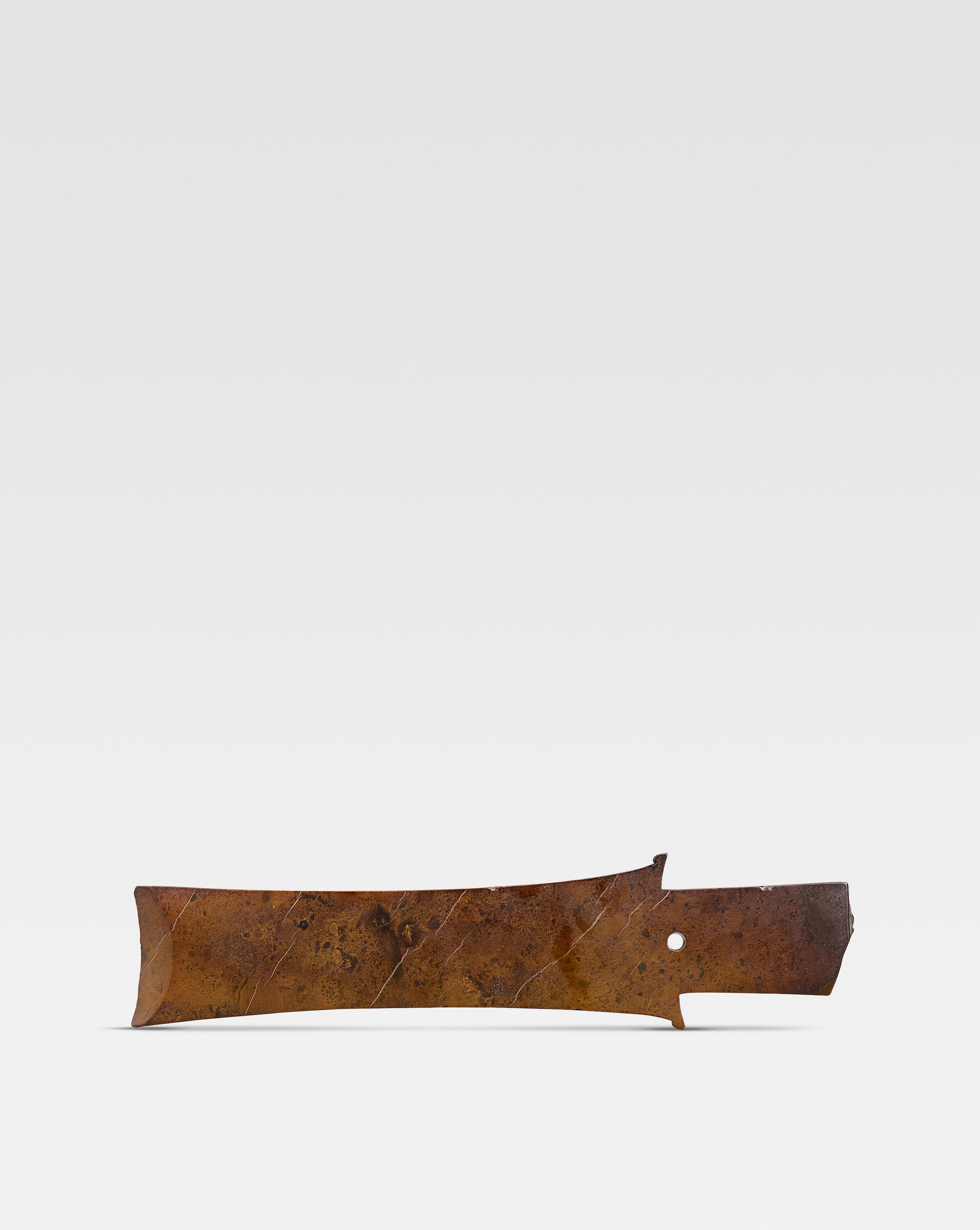 Bonhams : A large archaic black jade blade, zhang Neolithic, probaly ...