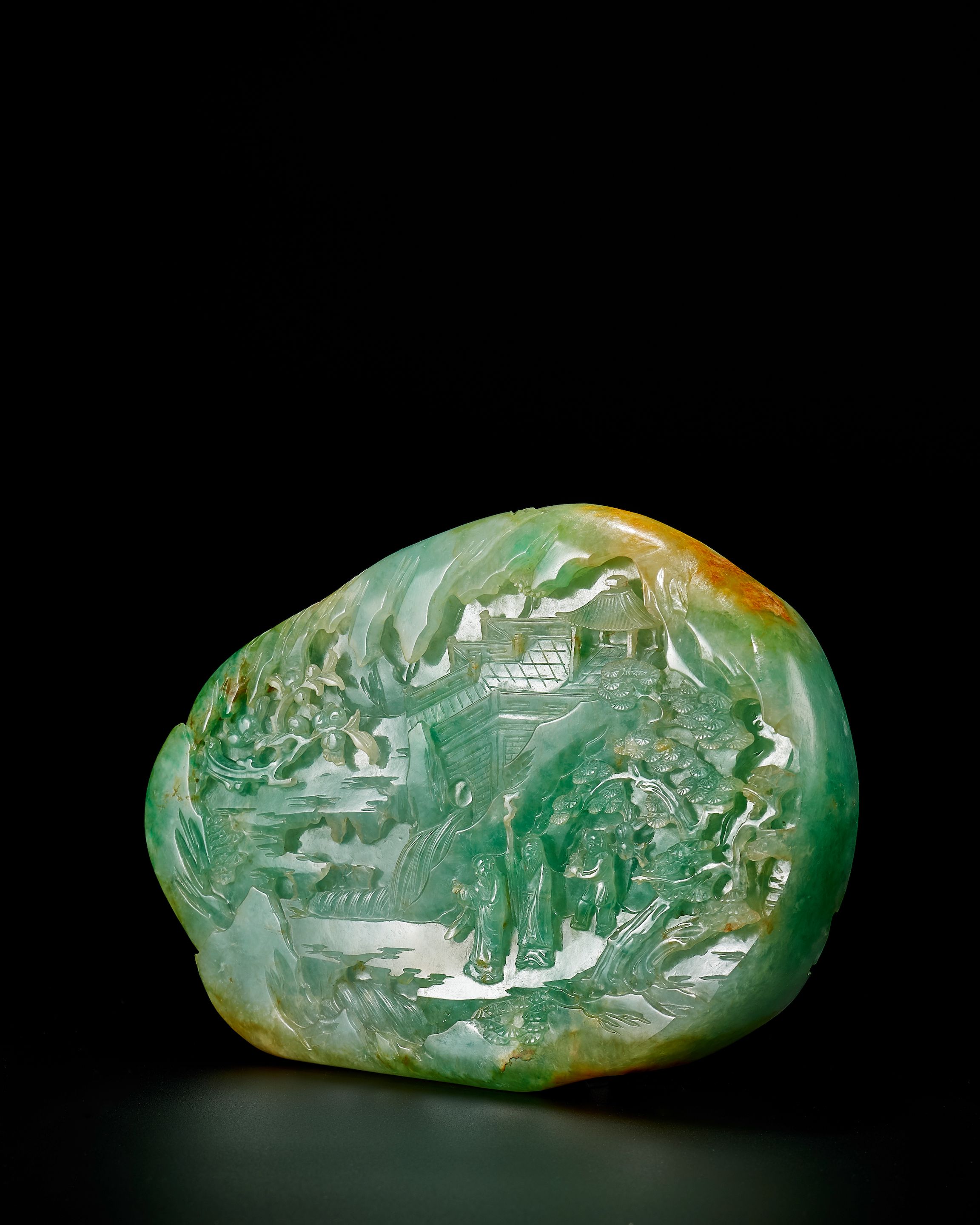 Bonhams : A magnificent and extremely rare jadeite 'longevity' boulder ...