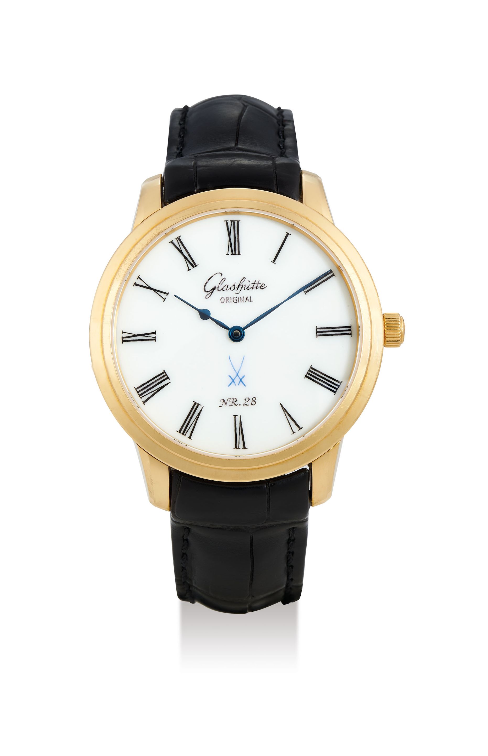 Bonhams : Glashutte, A 18K Gold Senator Meissen Wristwatch, Ref ...