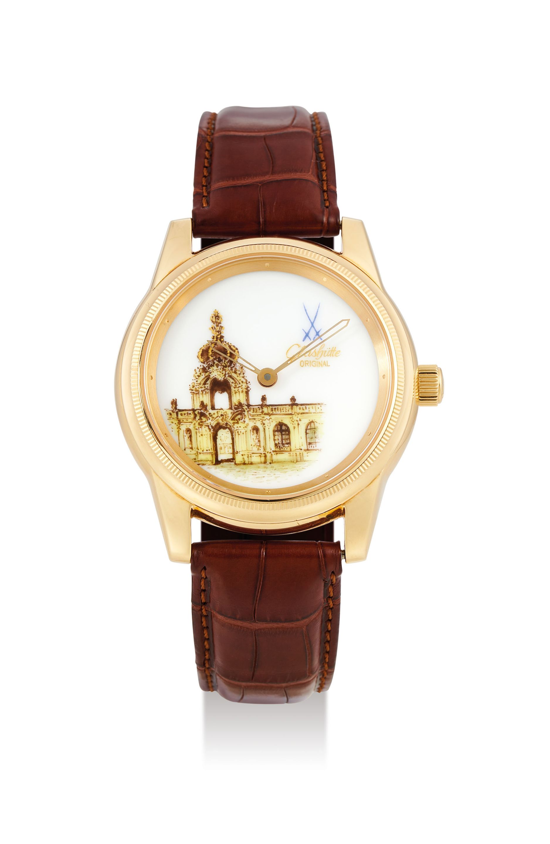 Bonhams : Glashutte, A 18 Gold Senator Meissen Wristwatch, Ref ...