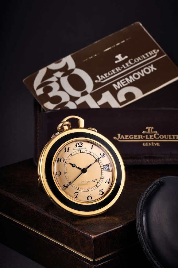 Bonhams : Jaeger-LeCoultre. A Rare Gilt and Black Enamel Centre Seconds ...