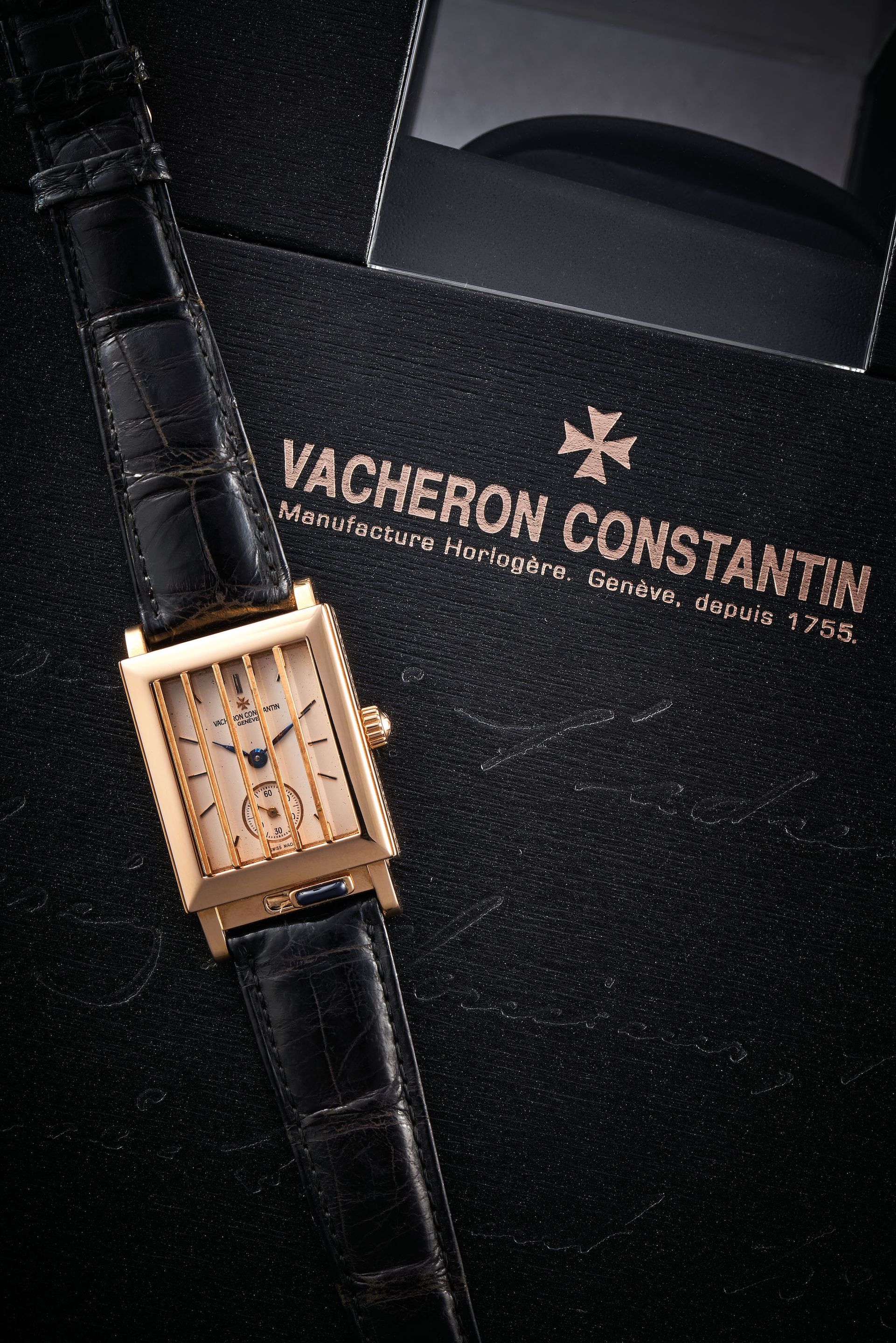 Bonhams : Vacheron Constantin. A Fine Pink Gold Wristwatch With Shutter ...