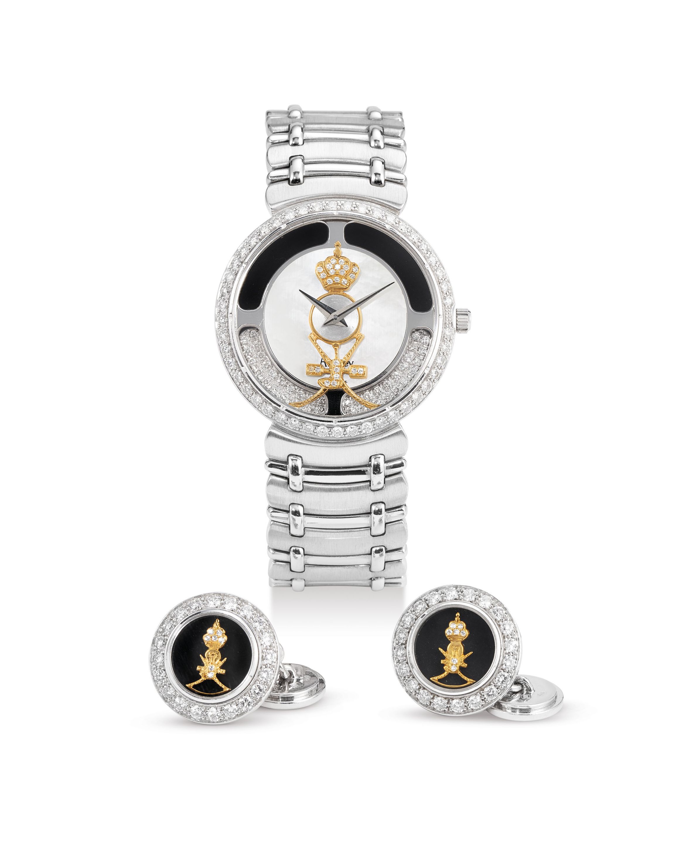 Bonhams : Sarcar. A Rare White Gold and Diamond Bracelet Watch with ...