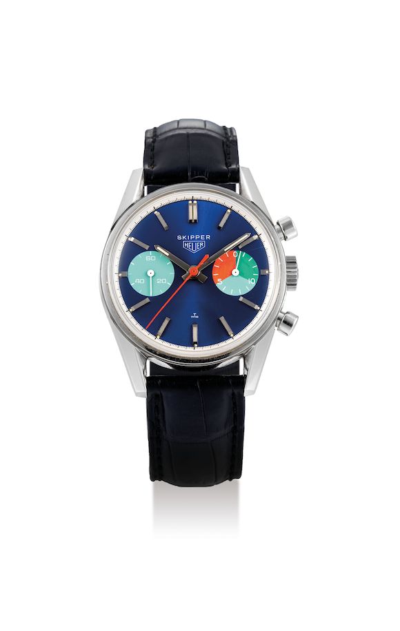 Bonhams : HEUER: A STAINLESS STEEL CHRONOGRAPH WRISTWATCH Model: Skipper "Skipperera". Estimate ...