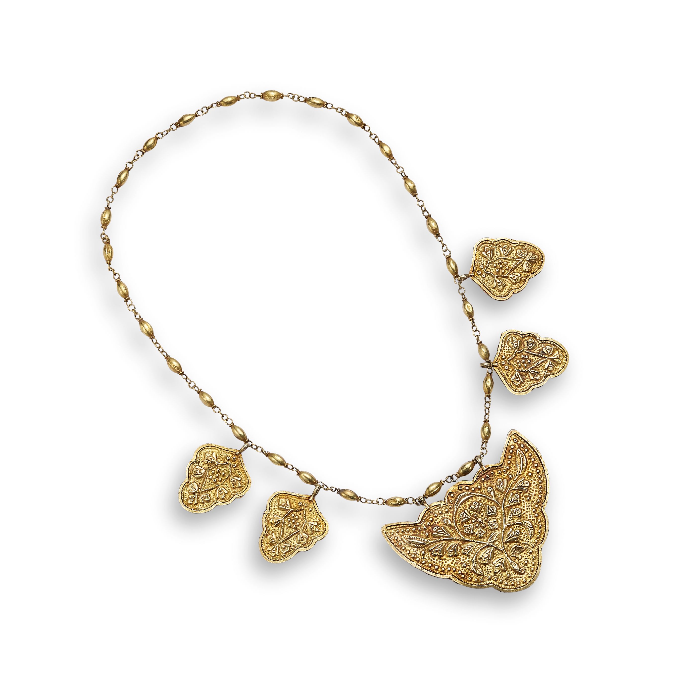 Bonhams : A MINANGKABAU SHEET-GOLD REPOUSSE NECKLACE WEST SUMATRA ...