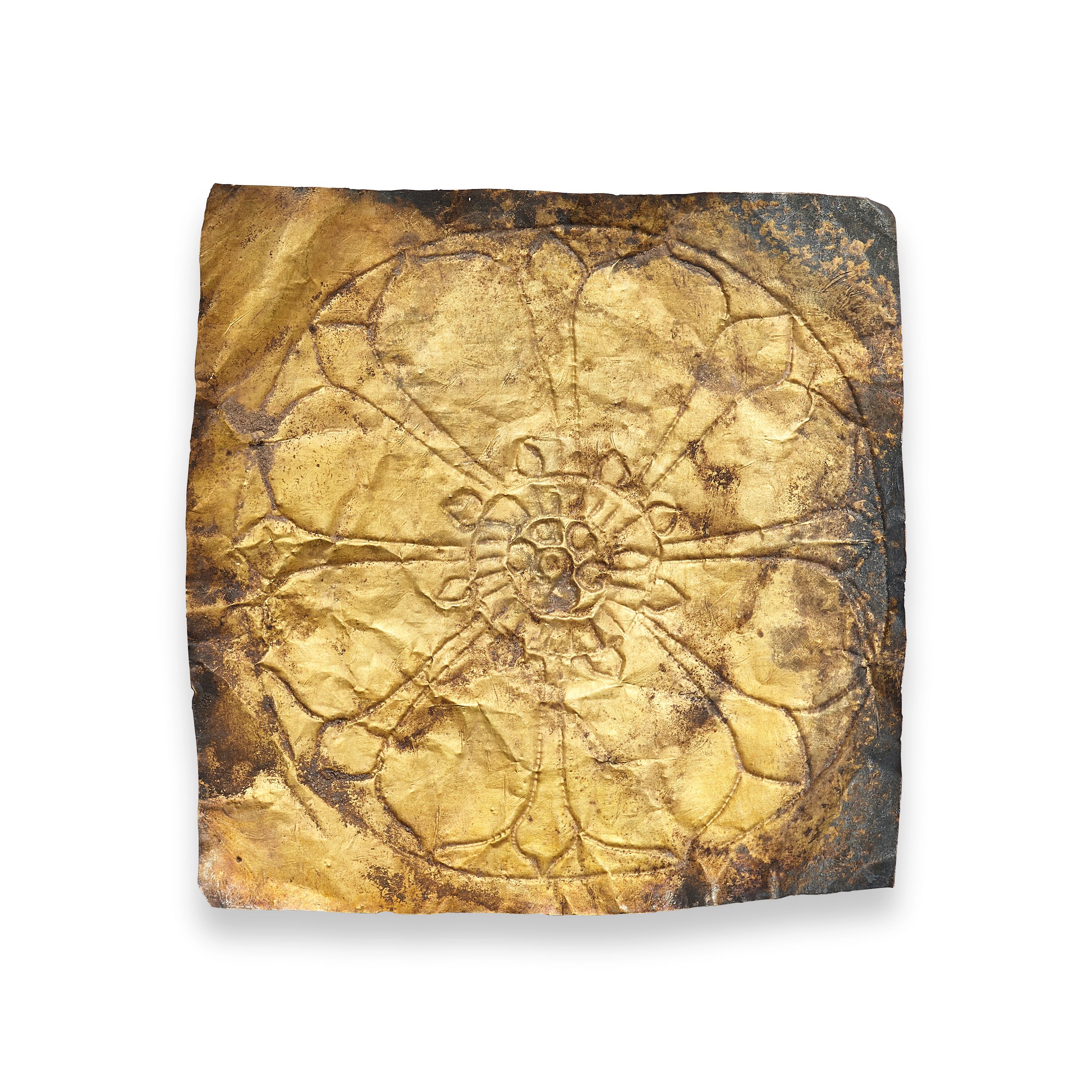Bonhams : AN EMBOSSED GOLD SHEET WITH LOTUS ROUNDEL THAILAND, 15TH-20TH ...