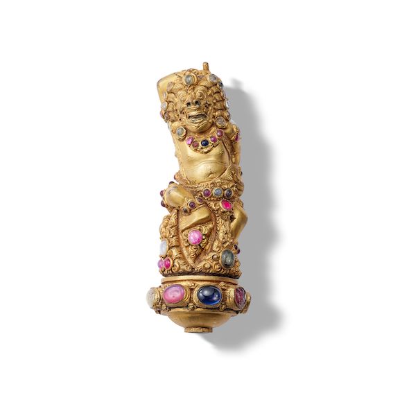 Bonhams : A BALINESE GOLD KRIS HILT INDONESIA, LATE 19TH-EARLY 20TH CENTURY
