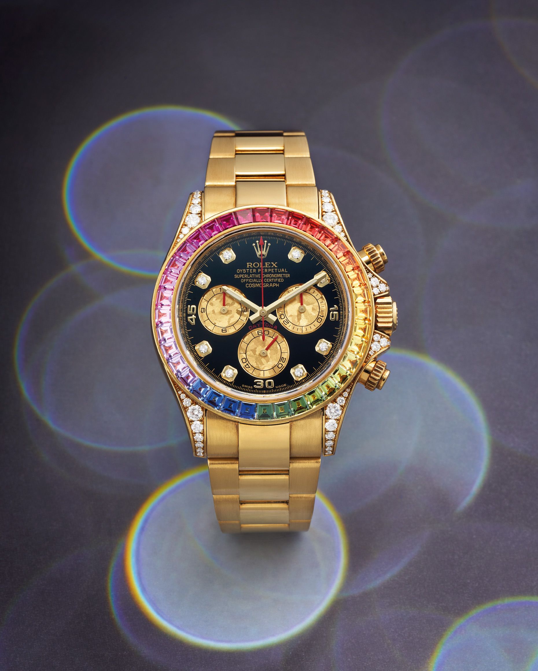 Bonhams : Rolex. A Gold Rainbow Bracelet Watch, With Box and Certificate