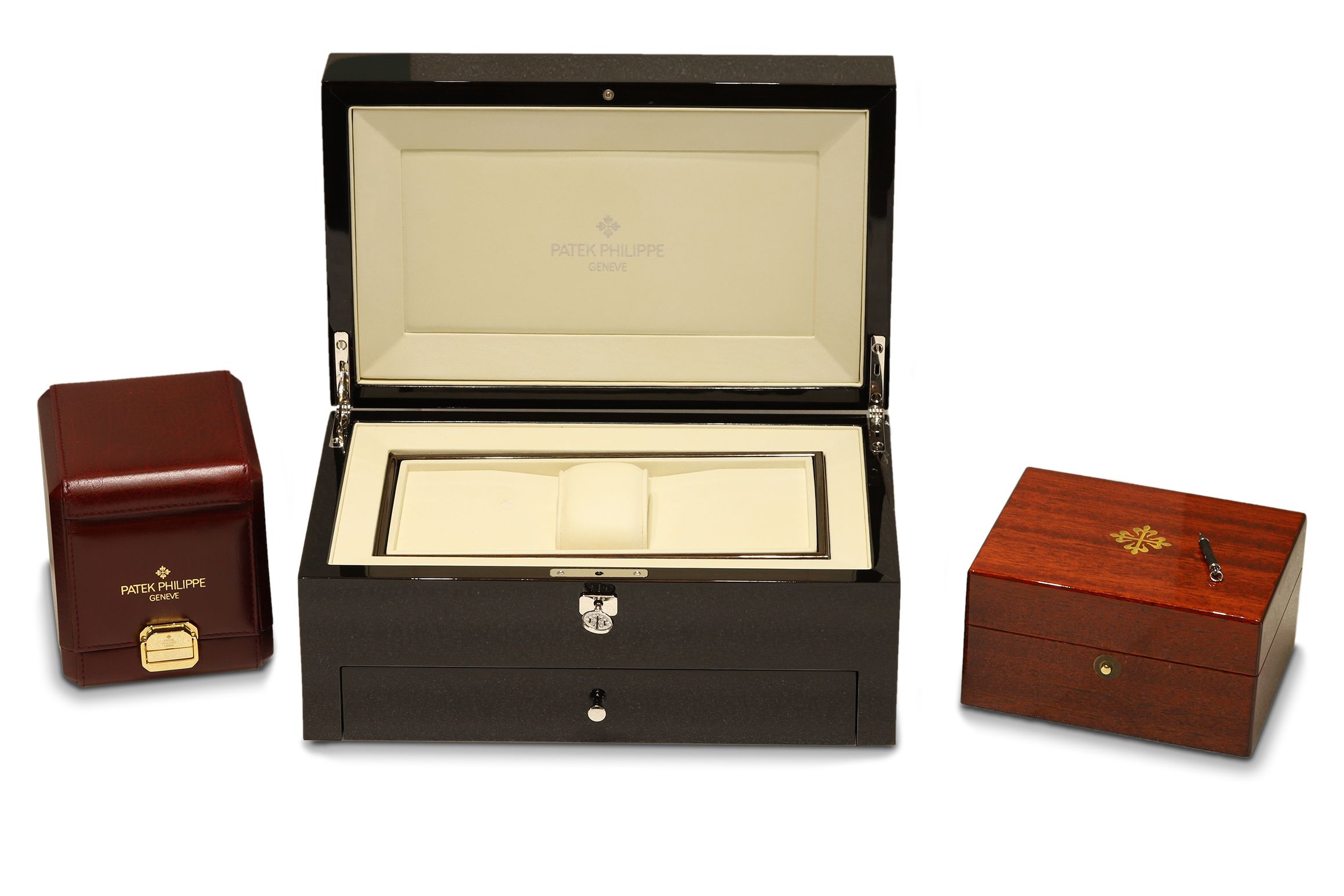 Bonhams : Three PPC Presentation Boxes and 1 Setting Pin