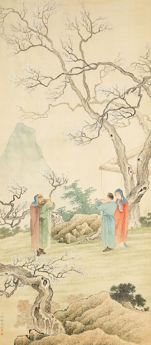 Bonhams : Leng Mei (1669-1742) Three Heroes of Winds and Dust