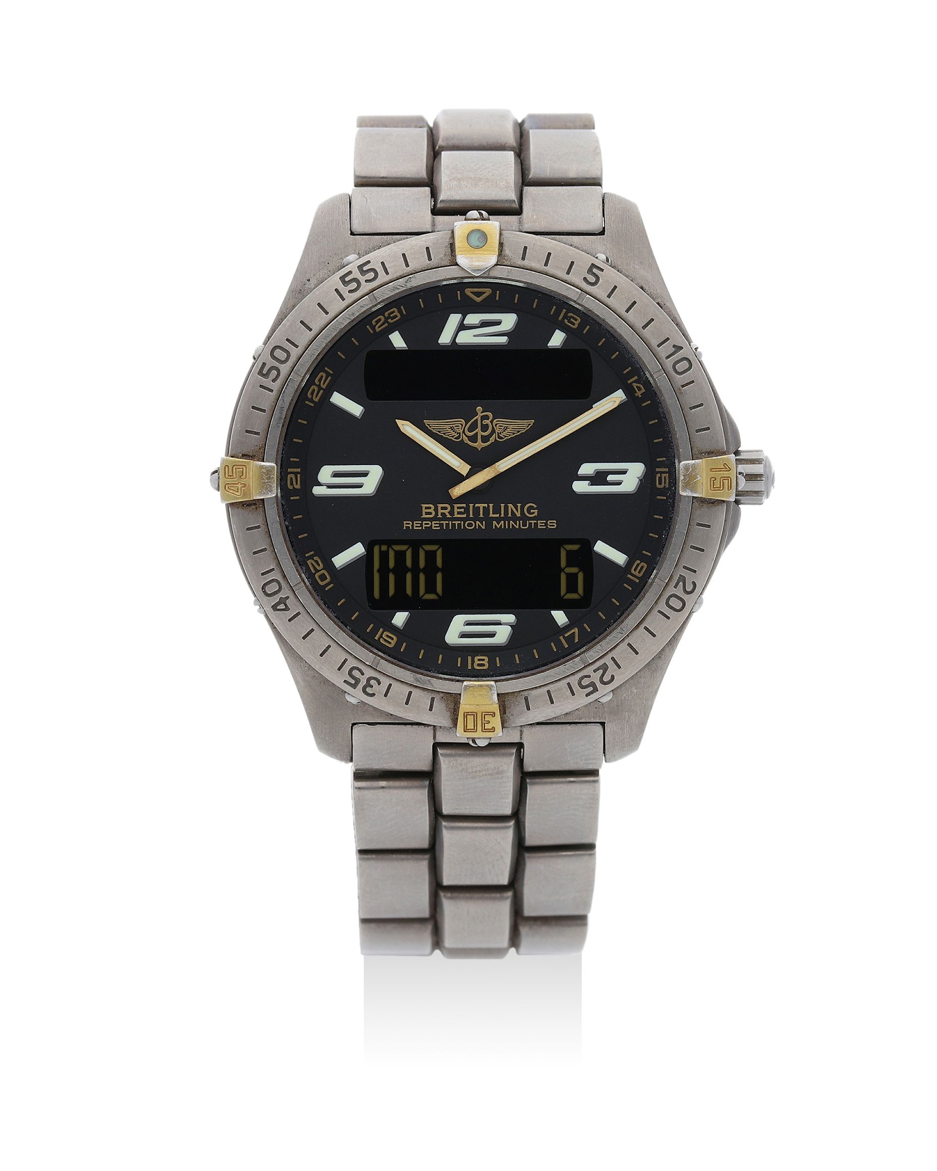 Bonhams : Breitling. A Steel Bracelet Watch with Blue Dial