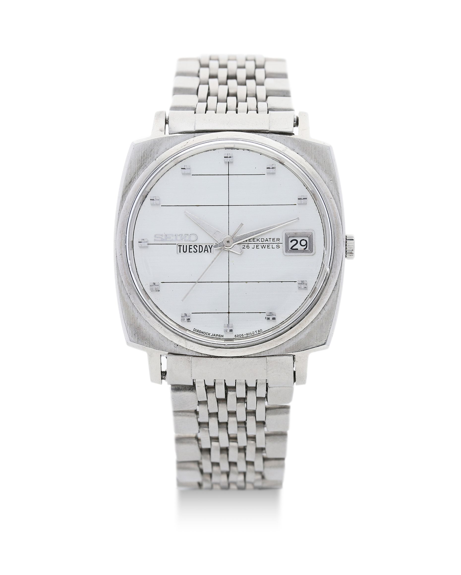 Bonhams : Seiko. A Stainless Steel Automatic Calendar Bracelet Watch ...