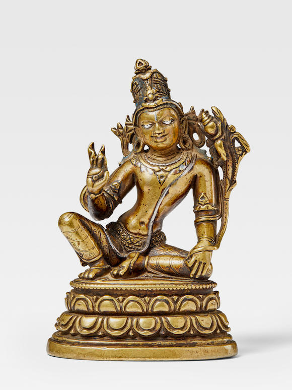 Bonhams A Silver And Copper Inlaid Brass Figure Of Maitreya