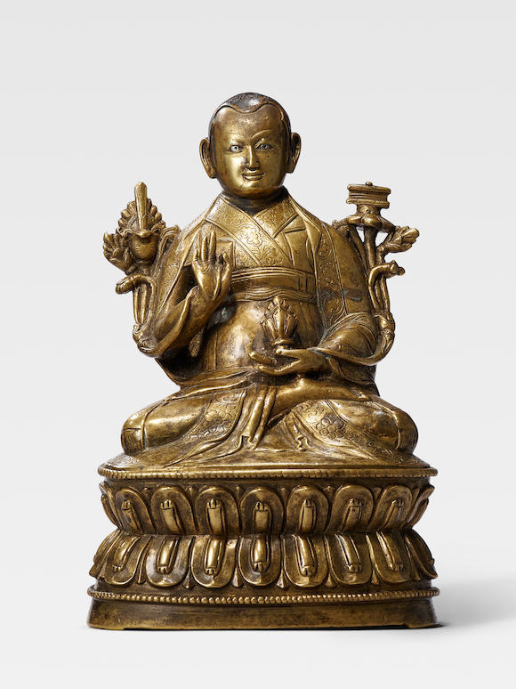 Bonhams A Silver And Copper Inlaid Brass Figure Of Lowo Kenchen Sonam