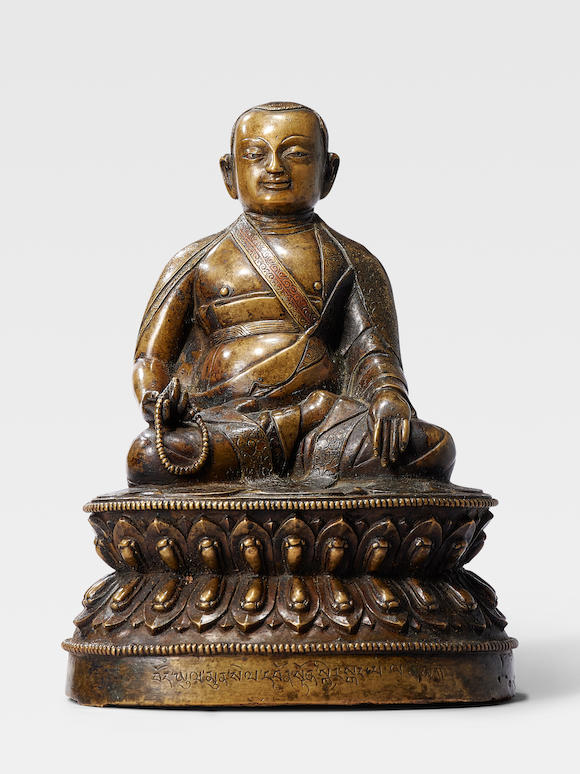 Bonhams A Silver And Copper Inlaid Brass Figure Of Bonton Kyergangpa