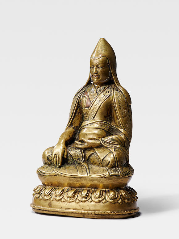 Bonhams A Silver And Copper Inlaid Brass Figure Of Bodong Panchen