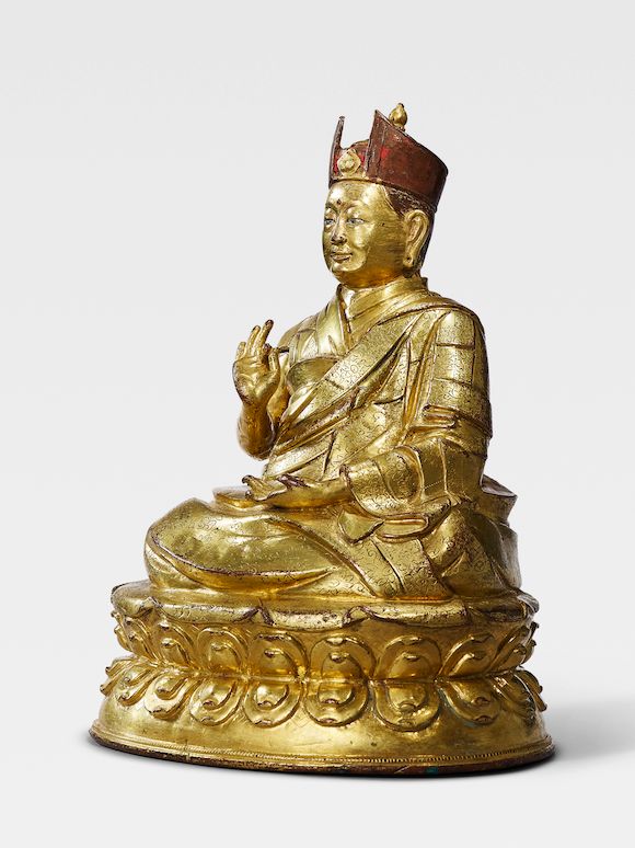 Bonhams : A GILT COPPER ALLOY FIGURE OF THE FOURTH SHAMARPA, CHOKYI ...