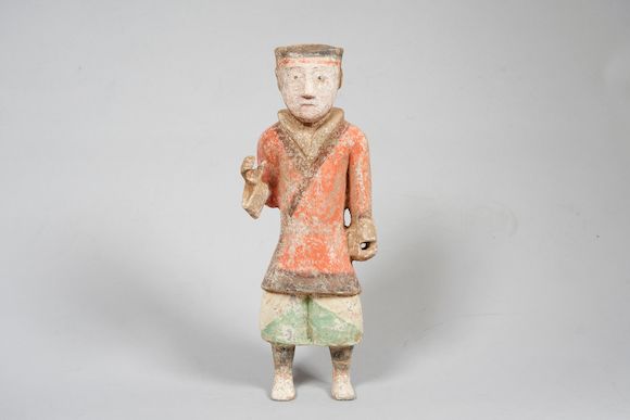 Bonhams : A painted pottery figure Han Dynasty