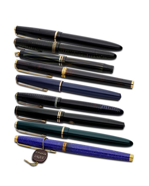 Bonhams : Parker. A Group of Nine Fountain Pens