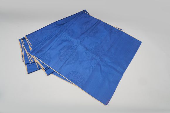 Bonhams : A blue-ground 'baoxianghua' silk gauze for informal robe ...