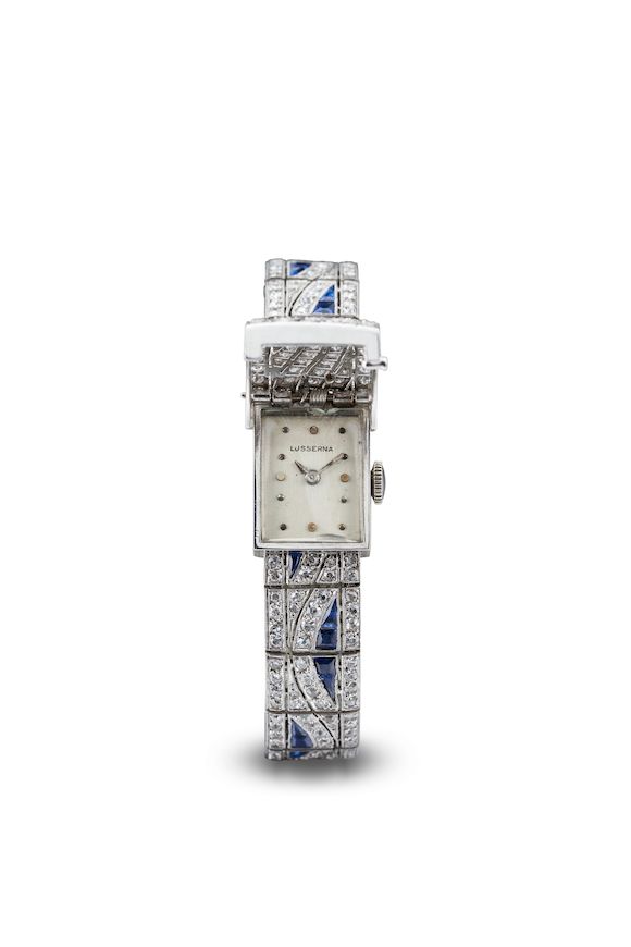 Bonhams : Lusserna/Fluva A Lady's platinum, Diamond and Sapphire-set ...
