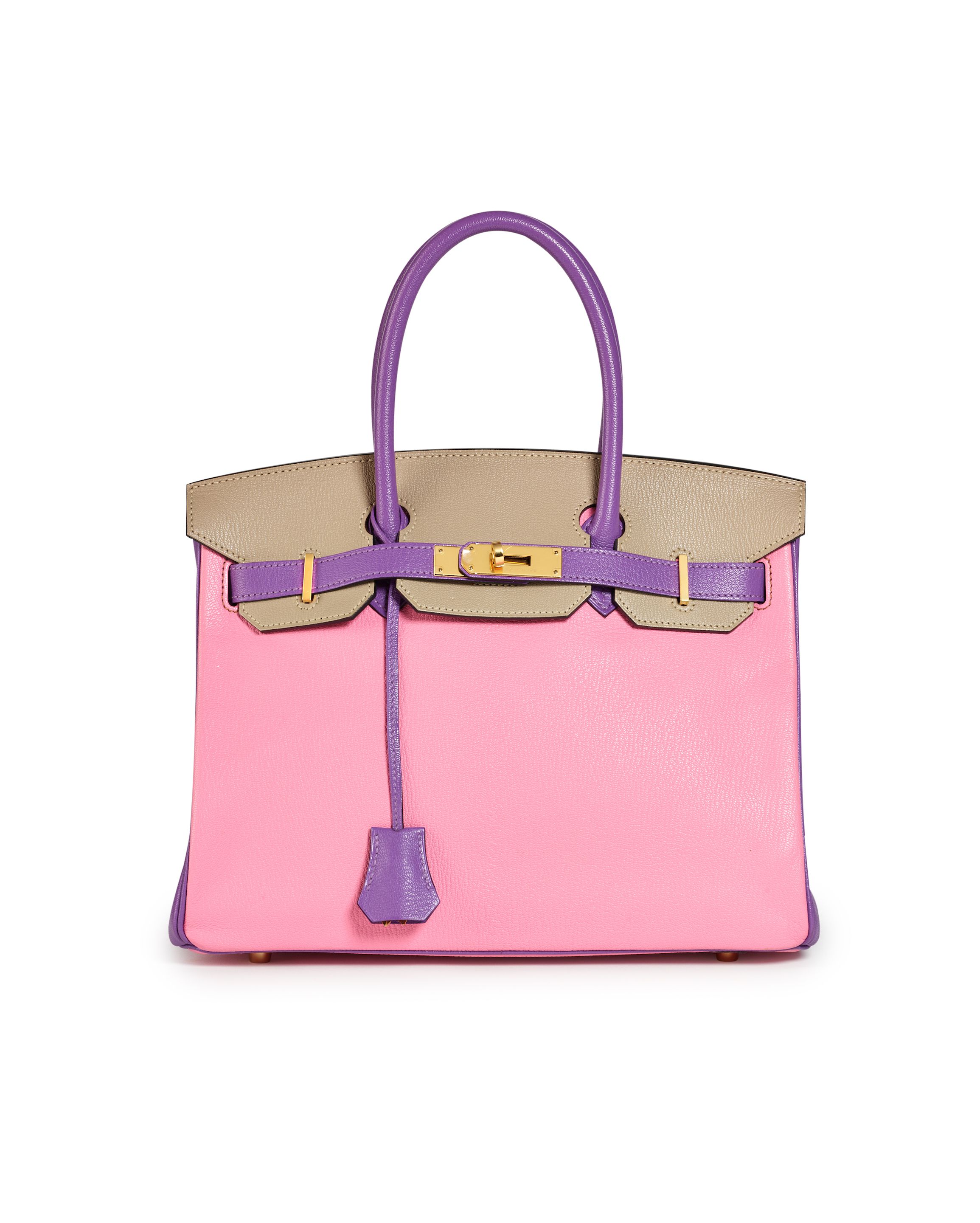 Bonhams : HERMÈS 'TRI-COLOR RARE CUSTOM BIRKIN 30' BAG with GOLD HARDWARE