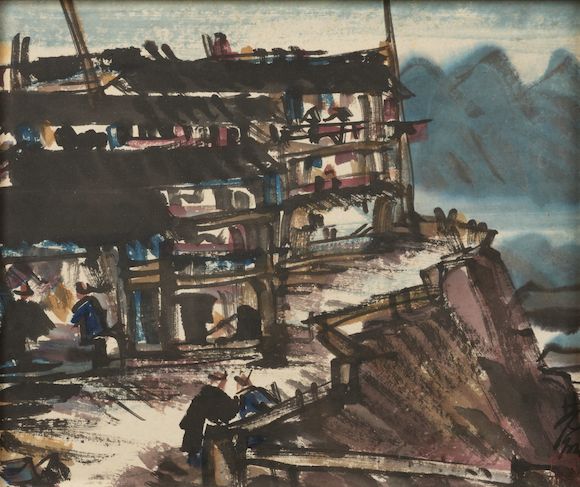 Bonhams : Lin Fengmian (1900-1991) Village by the Jialing River