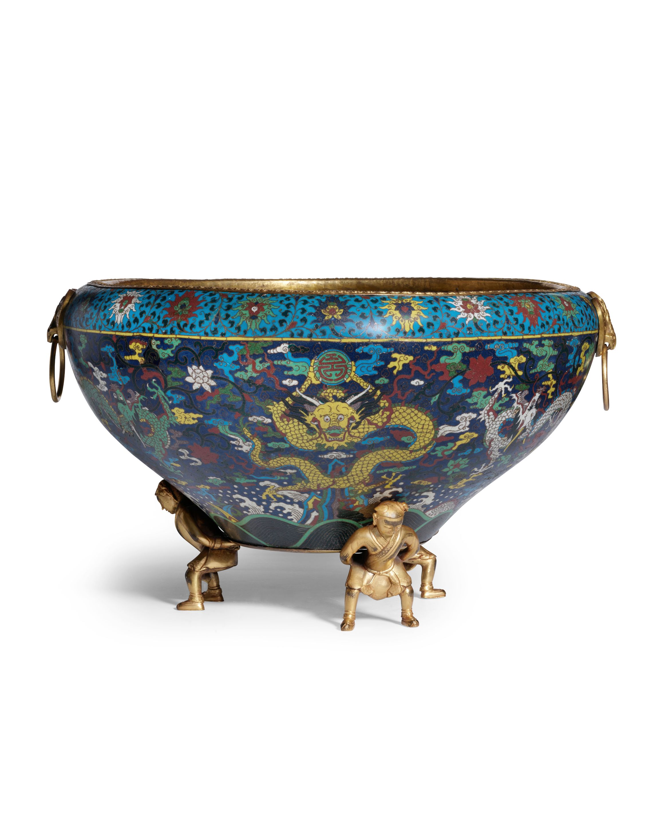 Bonhams : A very rare and large cloisonné enamel and gilt-bronze 'alms ...