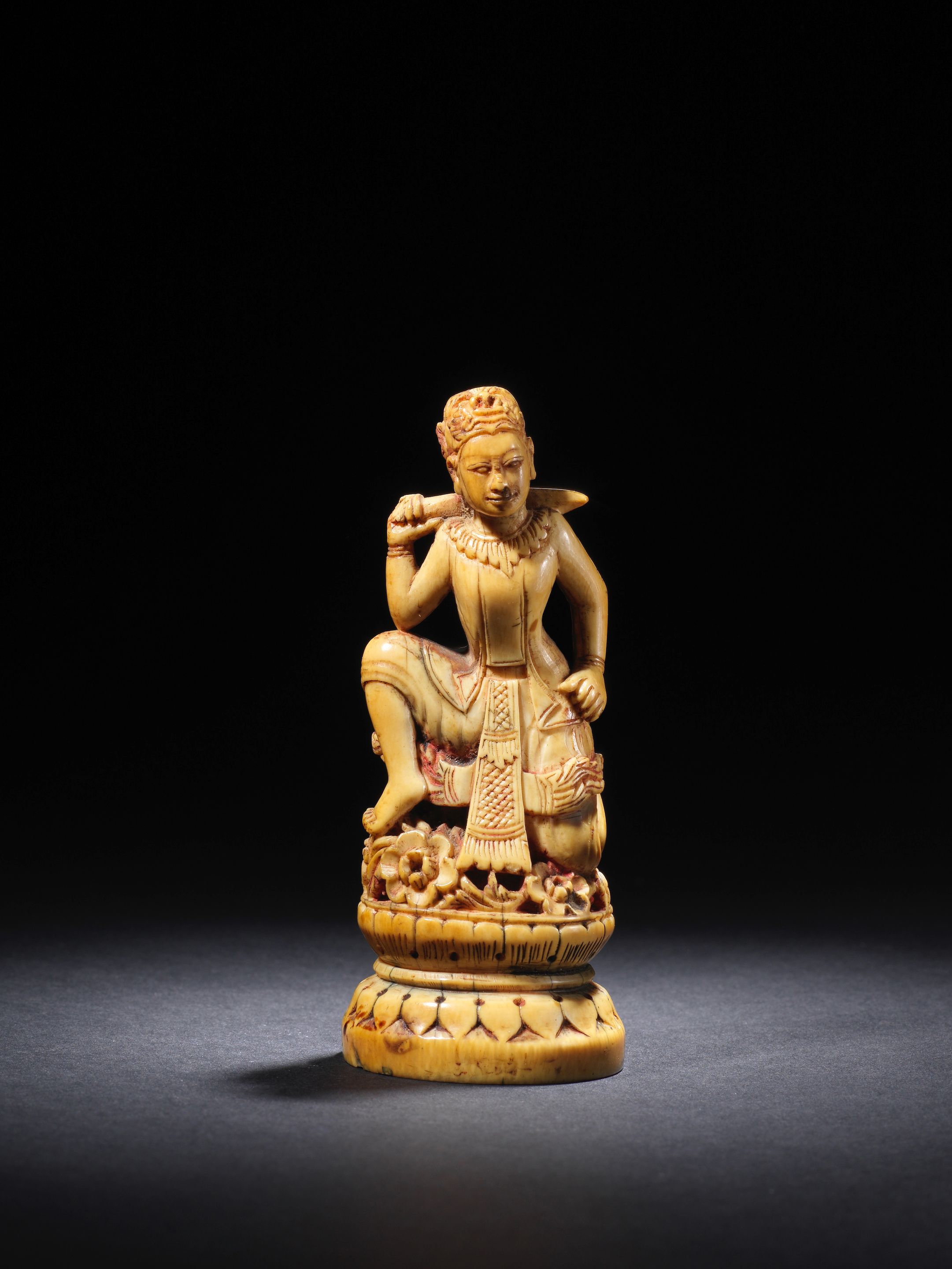 Bonhams : AN IVORY CARVED SEAL IN THE FORM OF ANGULIMALA MYANMAR, 18TH ...