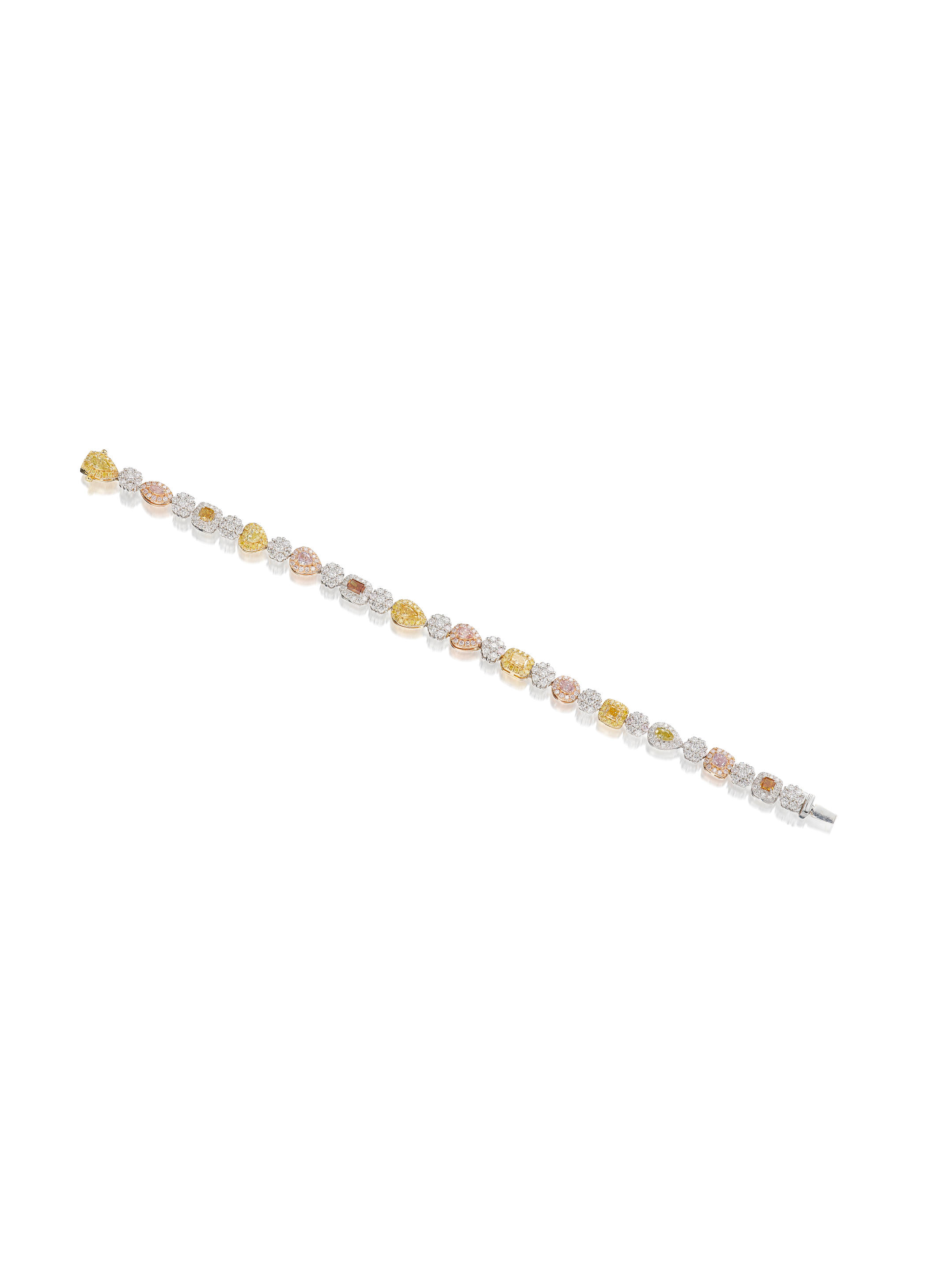 Bonhams : A COLOURED DIAMOND AND DIAMOND BRACELET