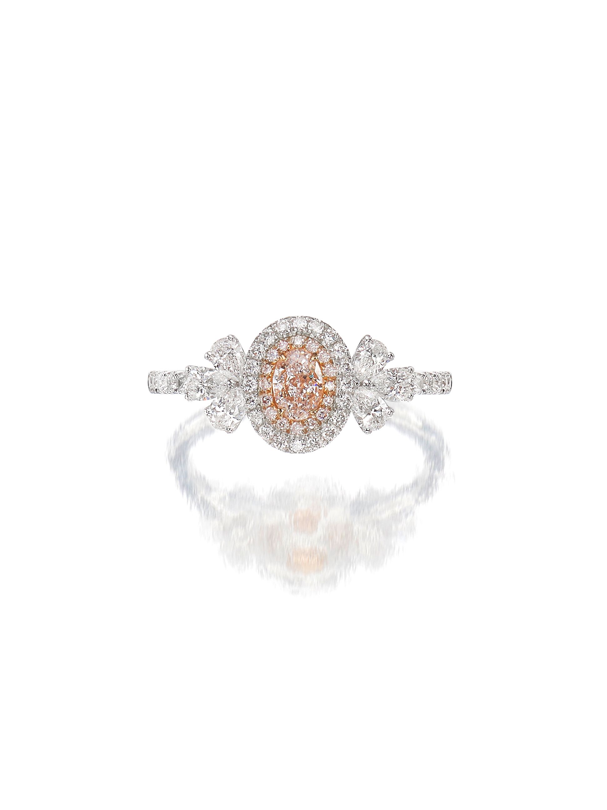 Bonhams : A FAINT PINK DIAMOND, COLOURED DIAMOND AND DIAMOND RING